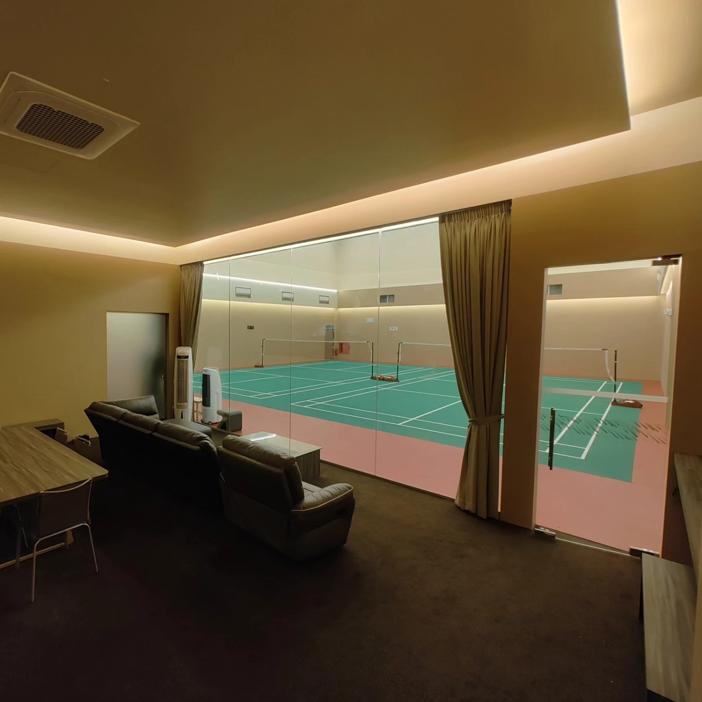 Most luxurious badminton court: $190/hr with private viewing suite